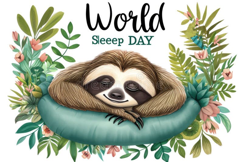 A Sloth Sleep in World Sleep Day Concept. Generative Ai Stock Image ...