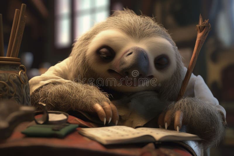 A Sloth Sleeping in the Jungle. Lazy Animal Character Stock Photo ...