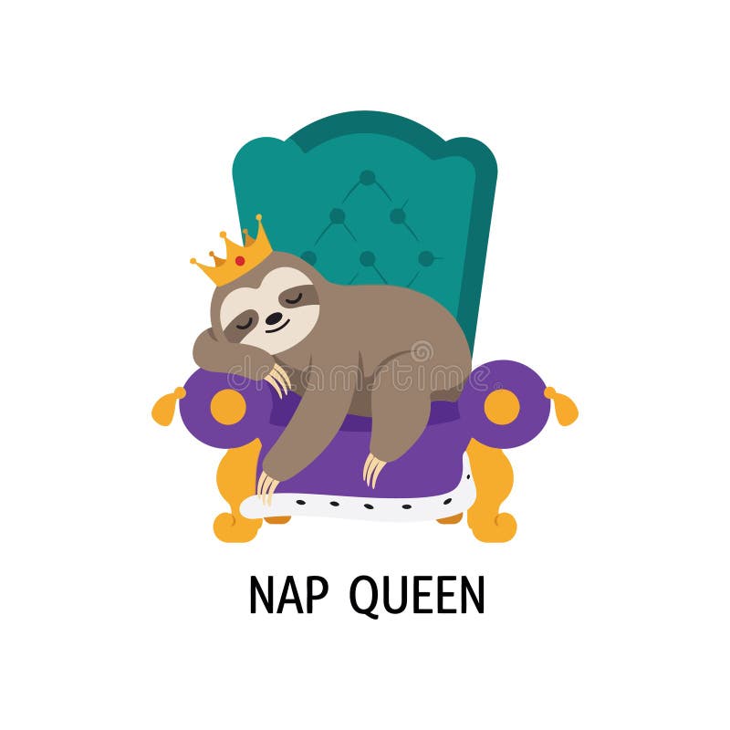 Sloth Sleeping on Royal Throne Illustration for Relaxation and Nap ...