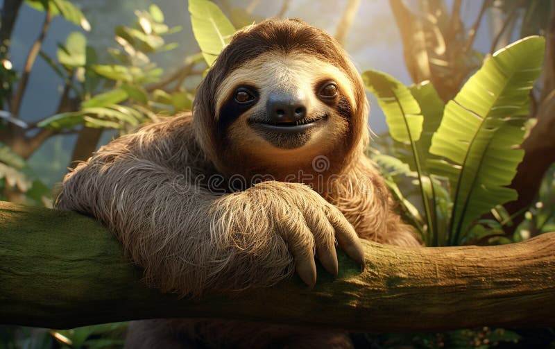 Sloth Spotlight stock image. Image of endangered, tree - 344639253