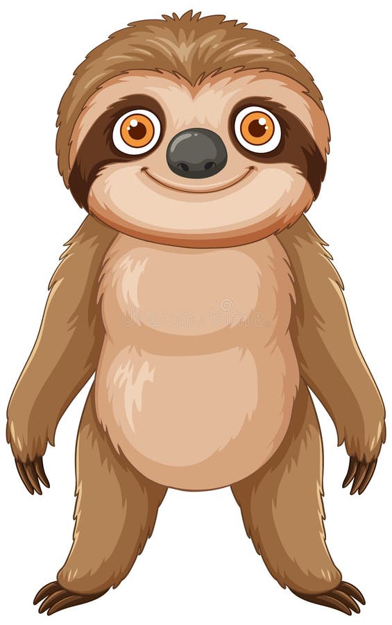 A Sloth Standing with a Happy Expression Stock Vector - Illustration of ...