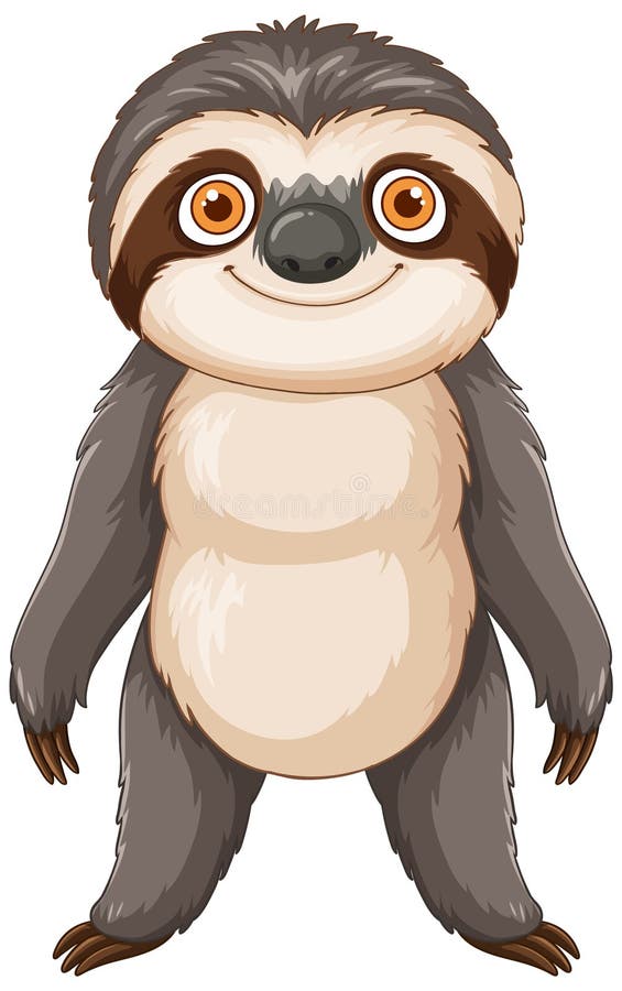A Sloth Standing with a Smile Stock Vector - Illustration of jungle ...