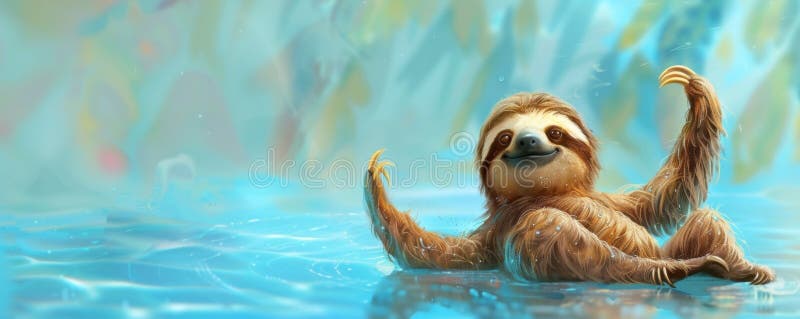 A sloth swimming in a pool stock image. Image of fluid - 316150327
