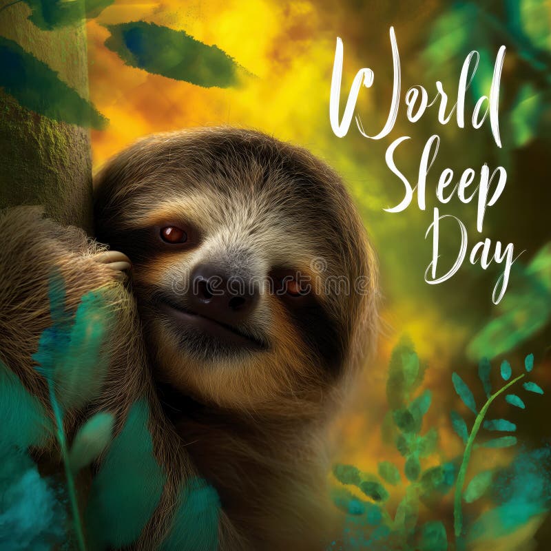 A Sloth Symbol in World Sleep Day Concept. Stock Photo - Image of ...