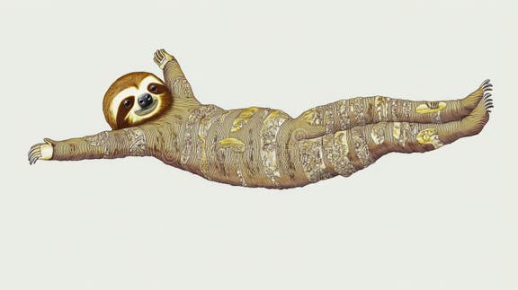 Sloth in Tree Bark stock illustration. Illustration of wildlife - 372923777