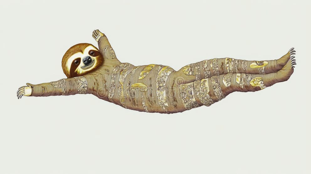 Sloth in Tree Bark stock illustration. Illustration of wildlife - 372923777