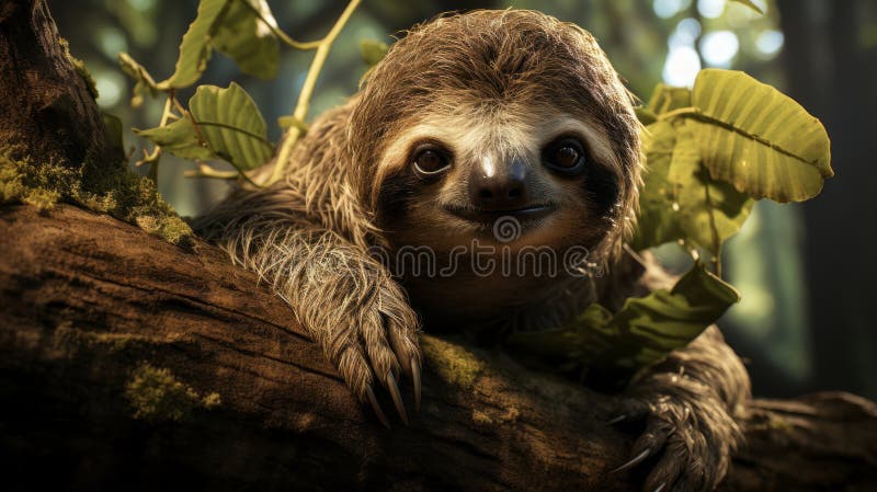A Sloth in a Tree. Generative AI. Stock Illustration - Illustration of ...