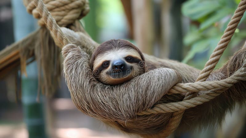 Sloth on a tree smiling stock image. Image of mammal - 305569347