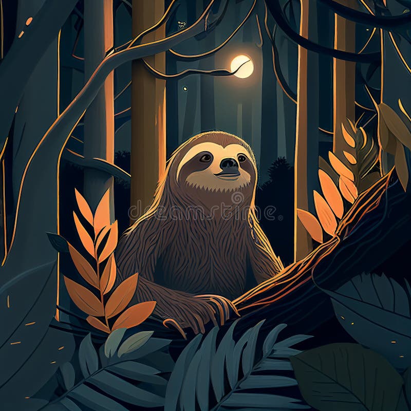 Sloth in a tropical forest stock image. Image of habitat - 268388937