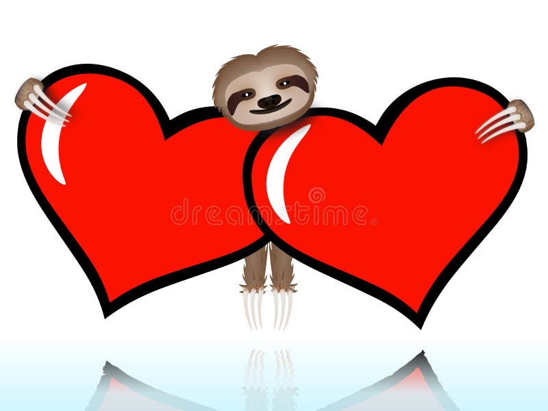 Sloth on Valentines Day stock illustration. Illustration of cartoon ...