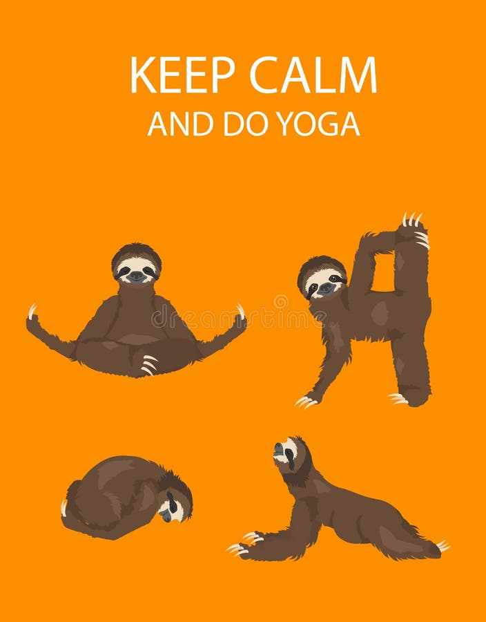Sloth Yoga Collection. Funny Cartoon Animals in Different Postures Set ...