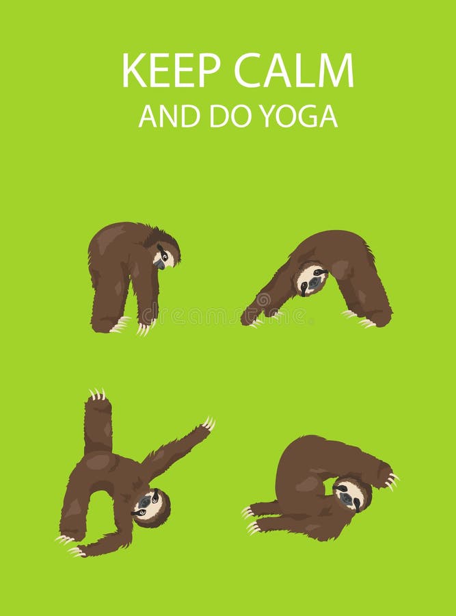 Sloth Yoga Collection. Funny Cartoon Animals in Different Postures Set ...