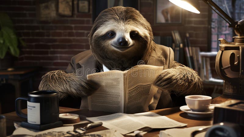 Slothful Elegance: a Dapper Sloth S Morning Routine Stock Illustration ...