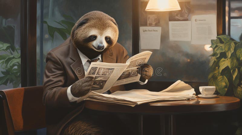 Slothful Elegance: a Dapper Sloth S Morning Routine Stock Illustration ...