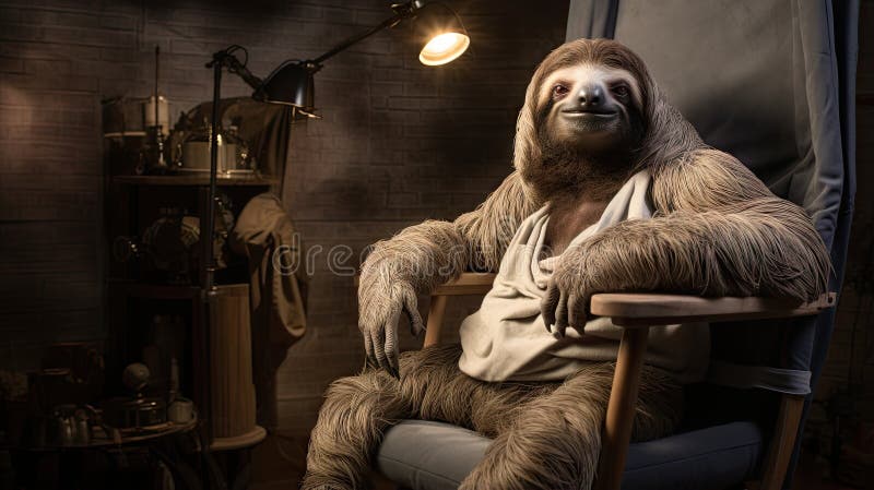 A Slotty Sitting in a Chair with a Towel on. Generative Ai Stock ...