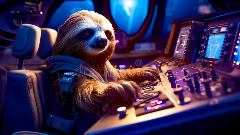 Slotty in Space Suit Sitting in Front of Control Panel. Generative AI ...