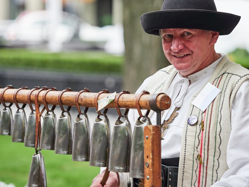 BRATISLAVA, SLOVAKIA - SEPTEMBER 1, 2017. Slovak Cow Bells Maker in ...