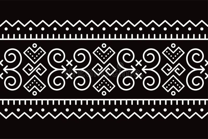 Slovak Tribal Folk Art Vector Seamless Long Horizontal Geometric ...