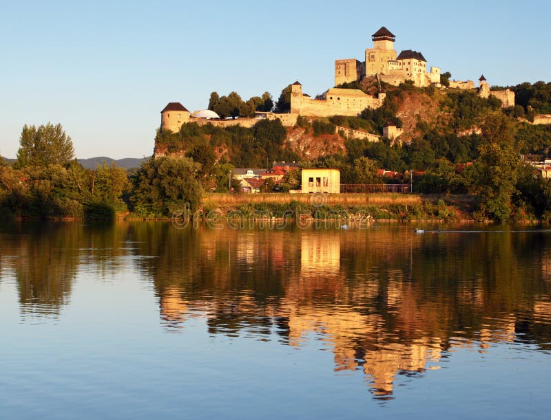 Trencin Castle at sunset stock photo. Image of building - 13068988