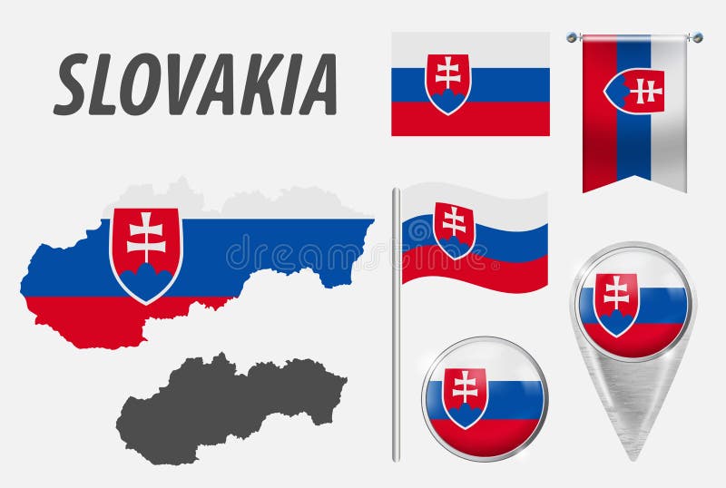 Slovakia. Collection of Symbols in Colors National Flag on Various ...