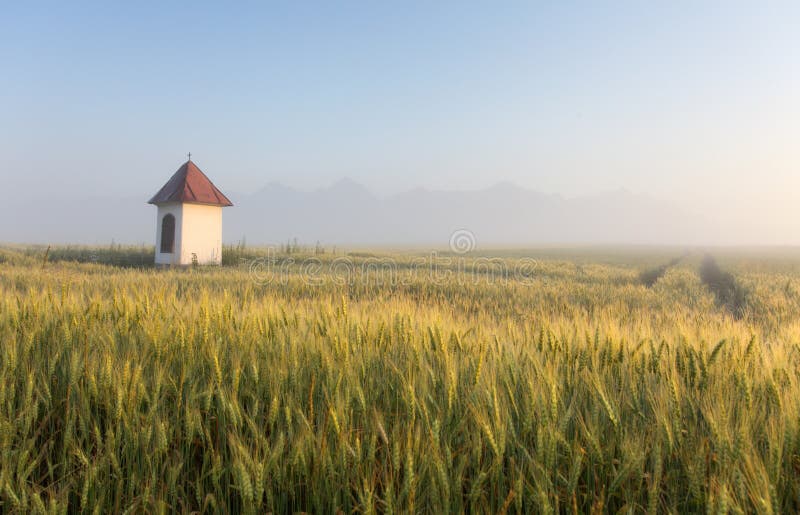 Slovakia Countryside with Chapel Stock Photo - Image of panoramic ...