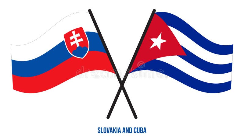 Slovakia and Cuba Flags Crossed and Waving Flat Style. Official ...