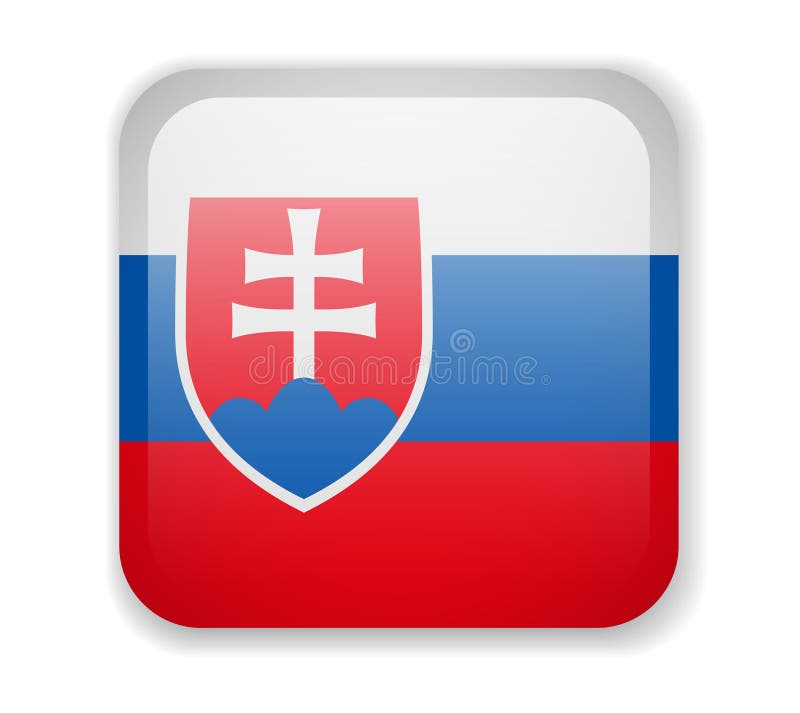 Slovakia Flag. Bright Square Icon on a White Background Stock Vector ...