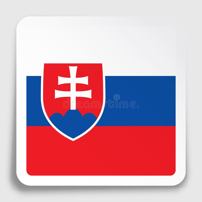 Slovakia Flag Icon on Paper Square Sticker with Shadow. Button for ...