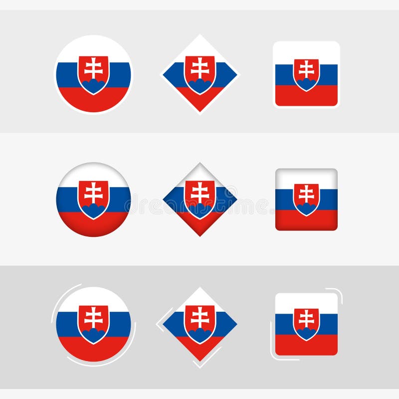 Slovakia Flag Icons Set, Vector Flag of Slovakia Stock Vector ...