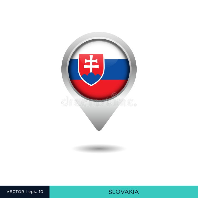 Slovakia Flag Map Pin Vector Design Template. Stock Vector ...