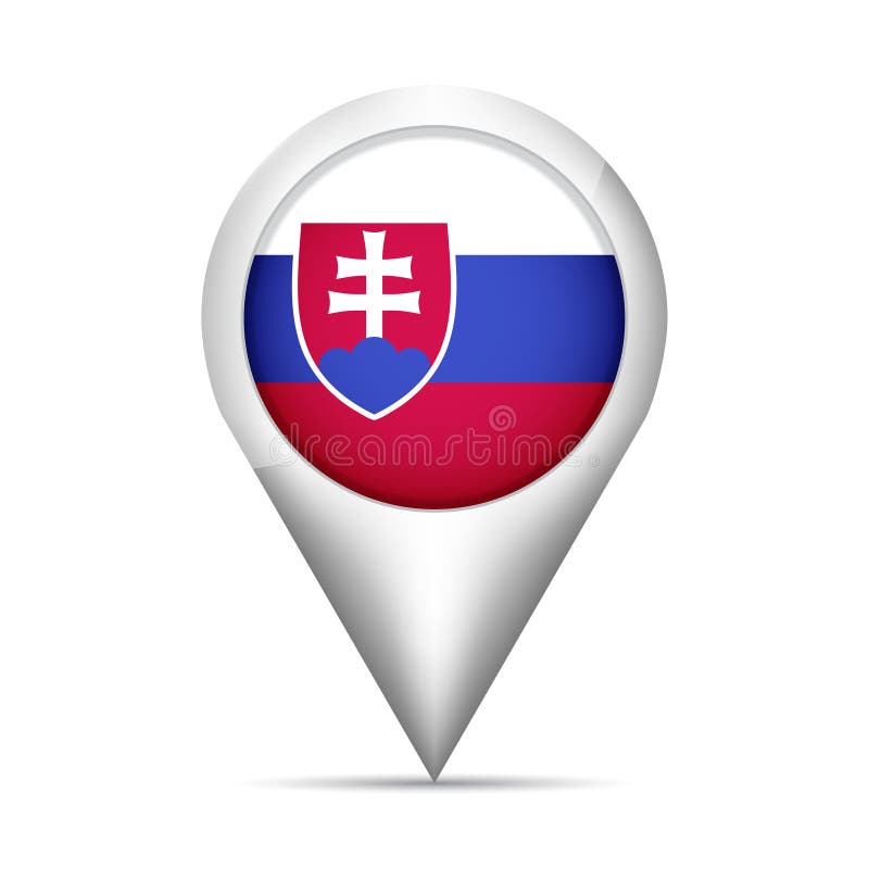 Slovakia Flag Map Pointer with Shadow. Vector Illustration Stock Vector - Illustration of arrow ...