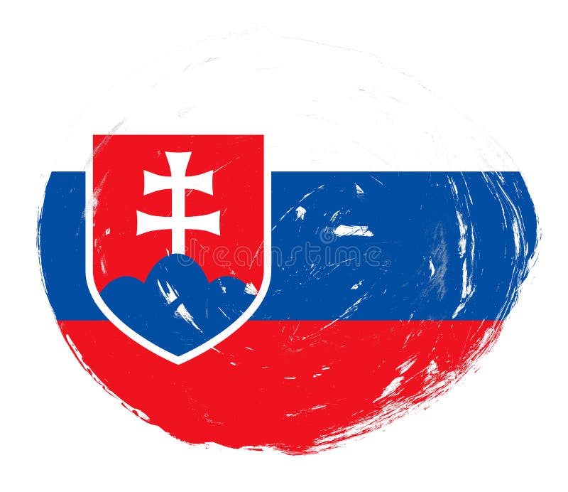 Slovakia Flag Painted on a Distressed White Stroke Brush Background ...
