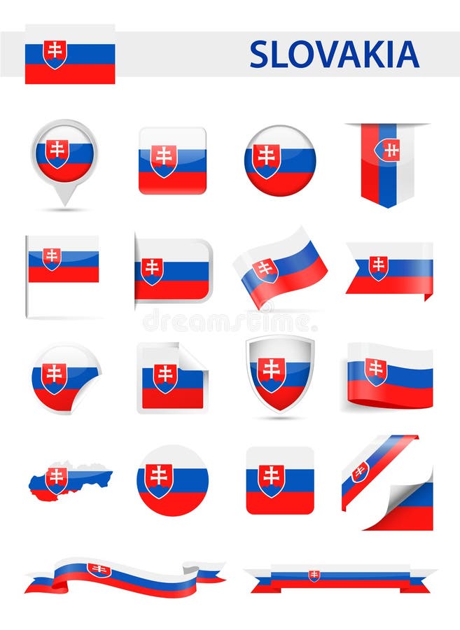Slovakia Flag Vector Set stock illustration. Illustration of cartoon ...