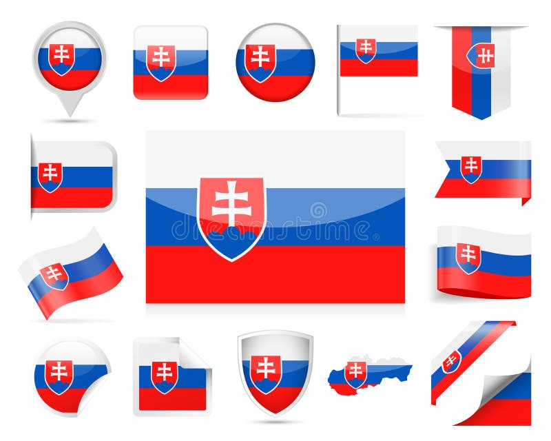 Slovakia Flag Vector Set stock illustration. Illustration of republic ...