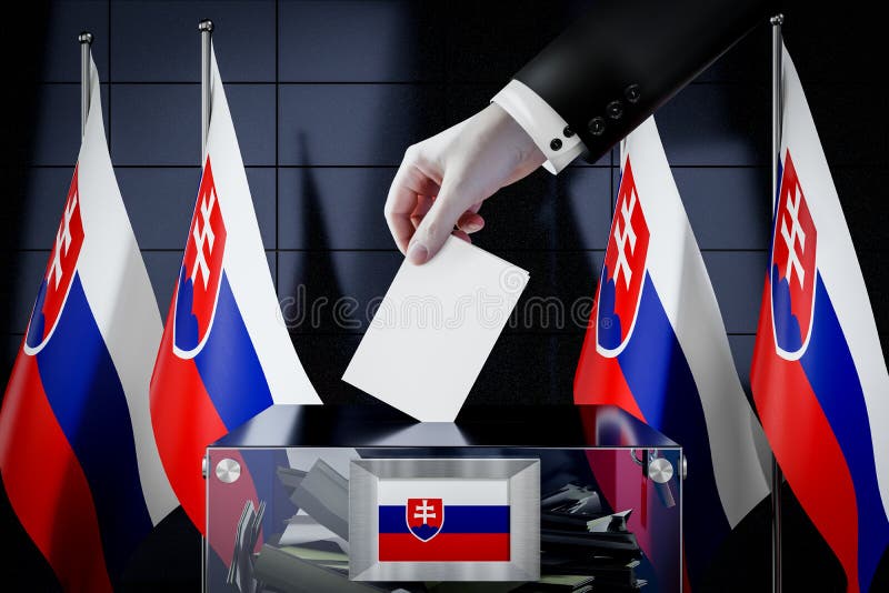 Slovakia Flags, Hand Dropping Ballot Card into a Box - Voting, Election ...