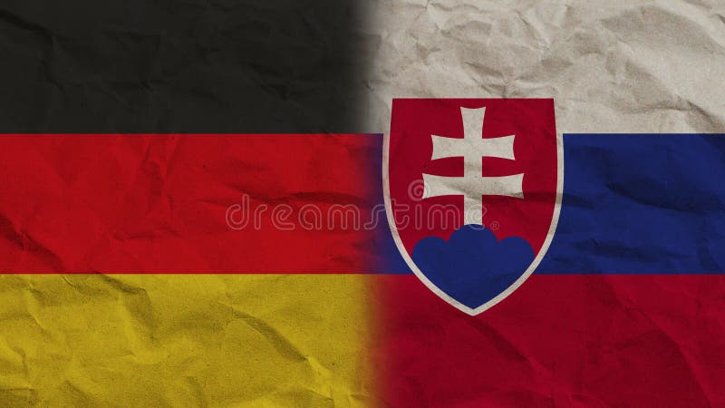Slovakia and Germany Flags Together, Crumpled Paper Effect 3D ...