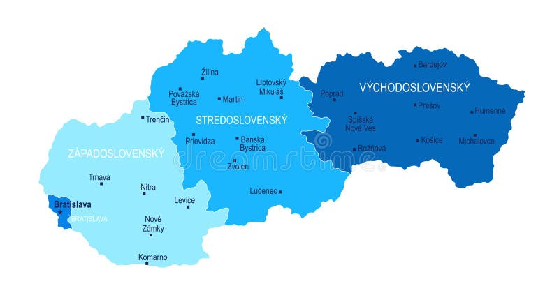 Slovakia Map. Cities, Regions. Vector Stock Illustration - Illustration ...