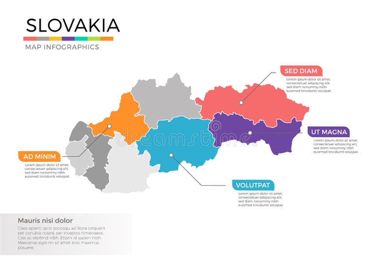 Slovakia Map Infographics Vector Template with Regions and Pointer ...