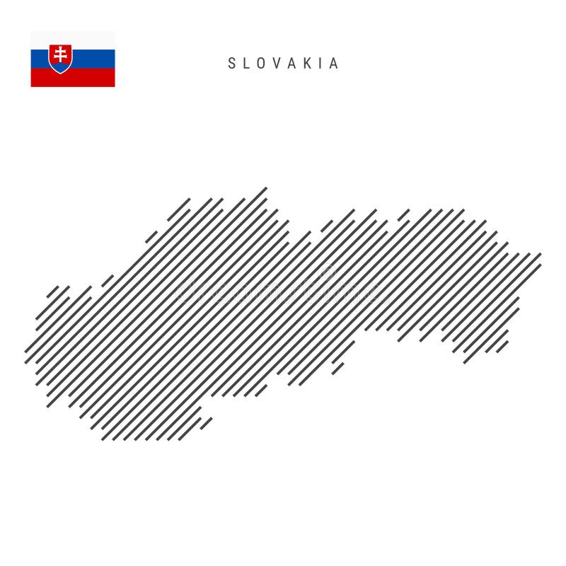 Slovakia Map from Pattern of Black Slanted Parallel Lines. Flat Vector Illustration Isolated on ...