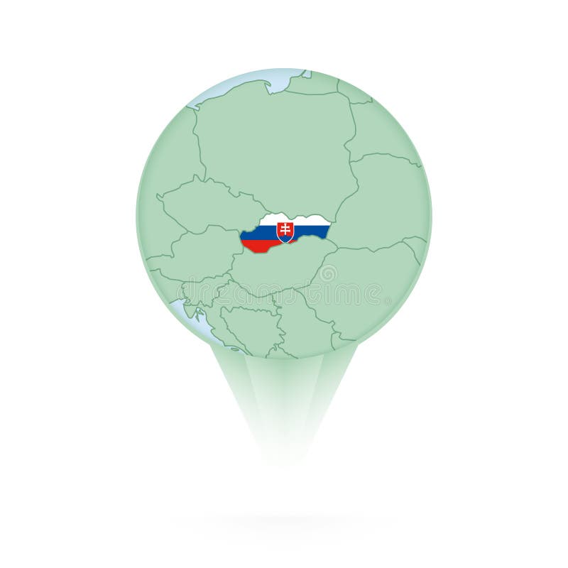 Slovakia Map, Stylish Location Icon with Slovakia Map and Flag Stock ...