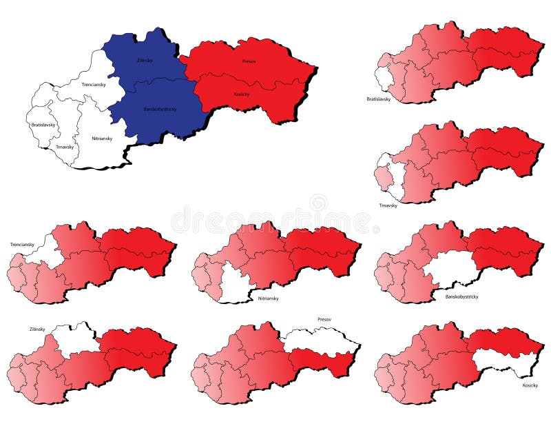 Slovakia provinces maps stock vector. Illustration of boundaries - 31582879
