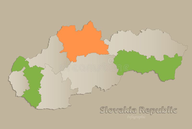 Slovakia Republic Map with Individual States Separated, Infographics ...