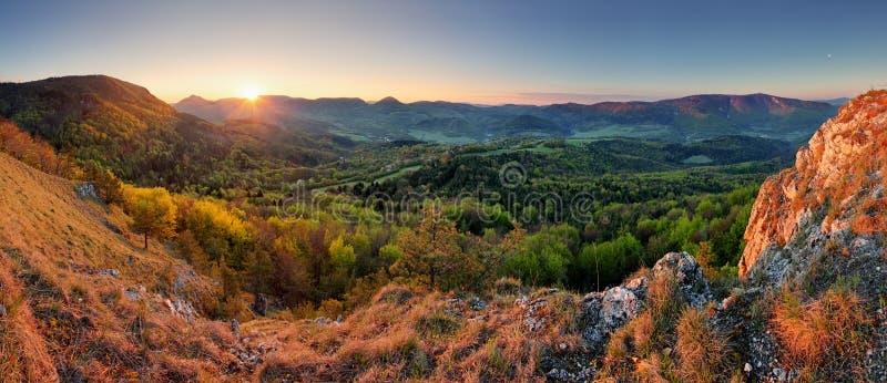 Slovakia Spring Forest Panorama Stock Image - Image of china, rock ...