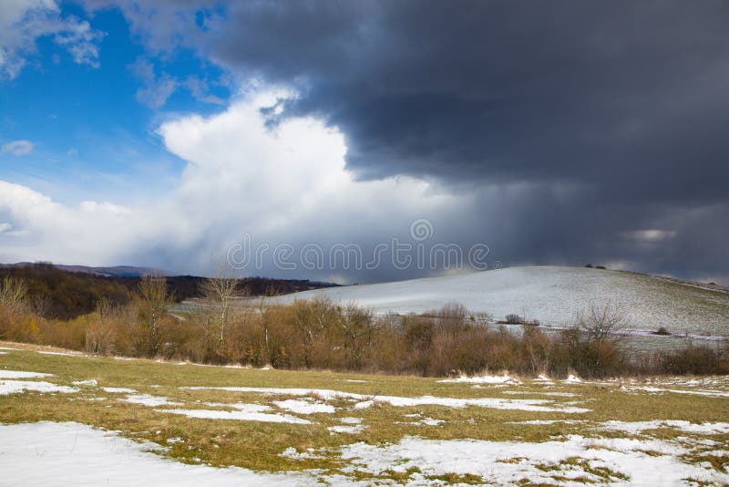 Slovakia - the Spring Storm Over the Fields of Silicka Planina Plateau ...