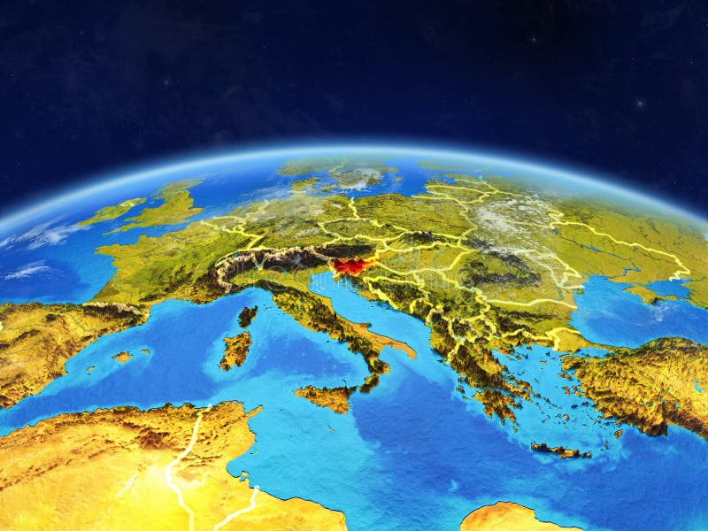 Slovenia on Earth from Space Stock Photo - Image of highlighted, space ...