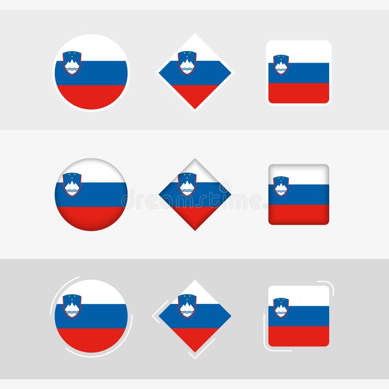 Slovenia Flag Icons Set, Vector Flag of Slovenia Stock Vector ...