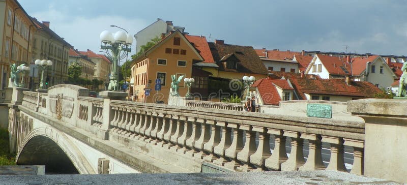 Slovenia, Ljubljana, Triple Bridge, General View of the Bridge Stock ...
