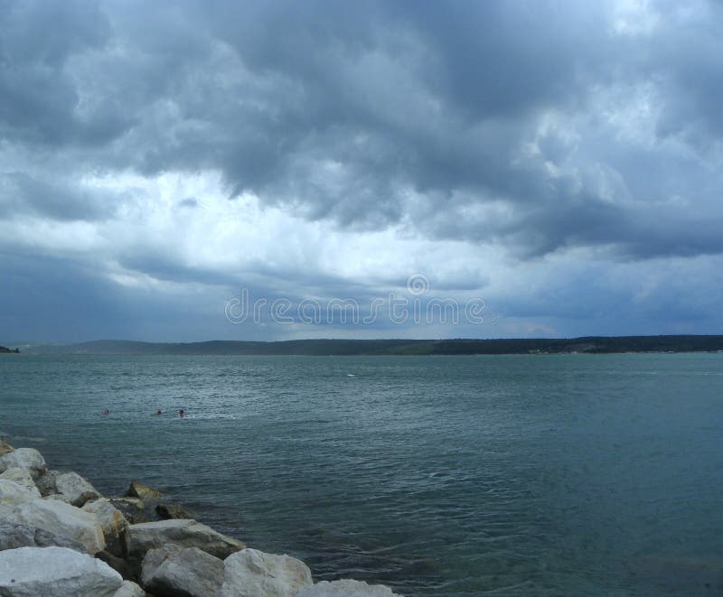 Slovenia, Portoroz, Seascape before the Storm Stock Photo - Image of ...