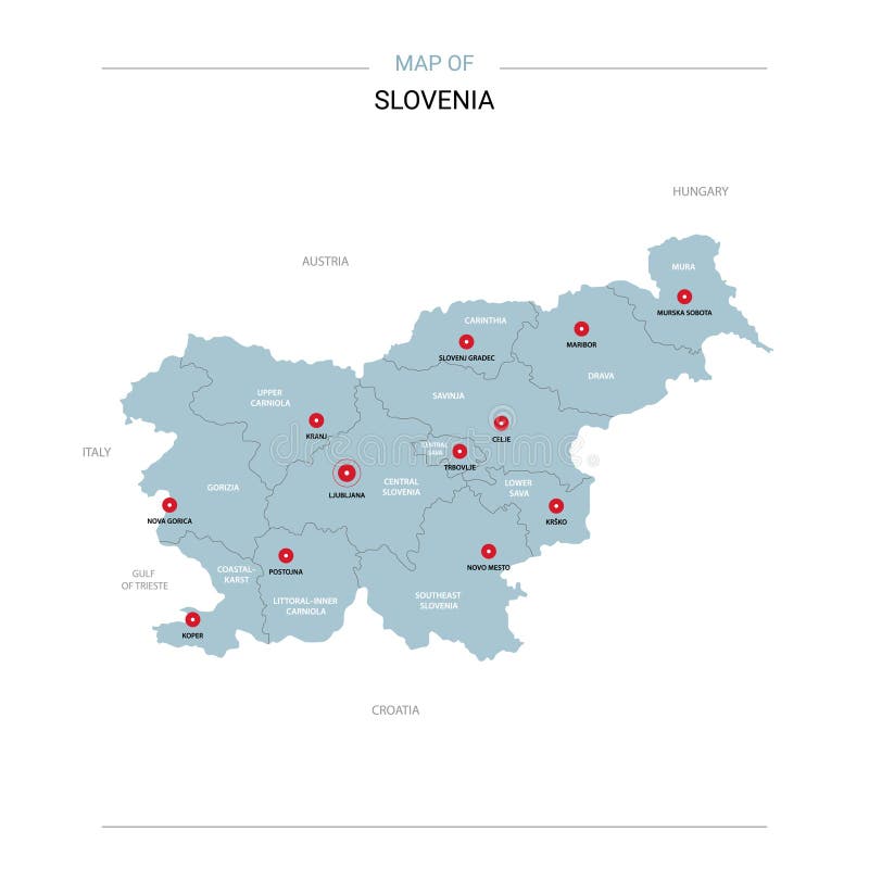Slovenia Map Vector with Red Pin Stock Vector - Illustration of ...