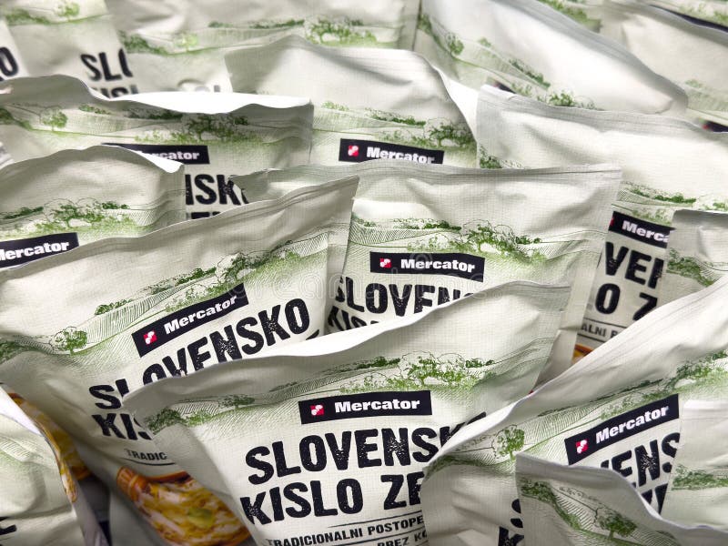 Slovenian Fermented Cabbage Packaging in Grocery Store Display ...